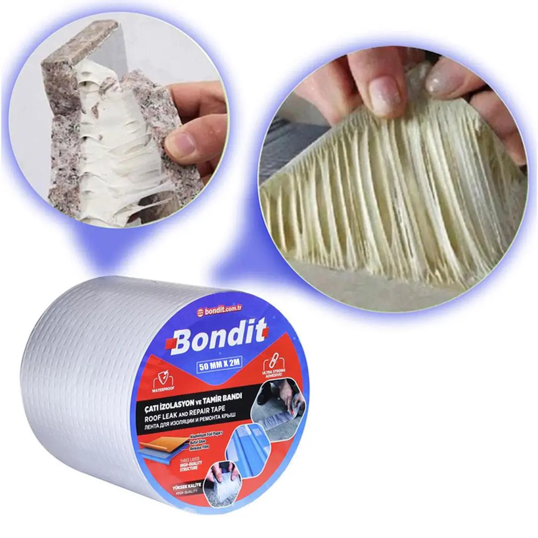 Bondit Çatı İzolasyon Ses Su Yalıtım Tamir Bandı Çamur Bant Gri 50 MM x ...