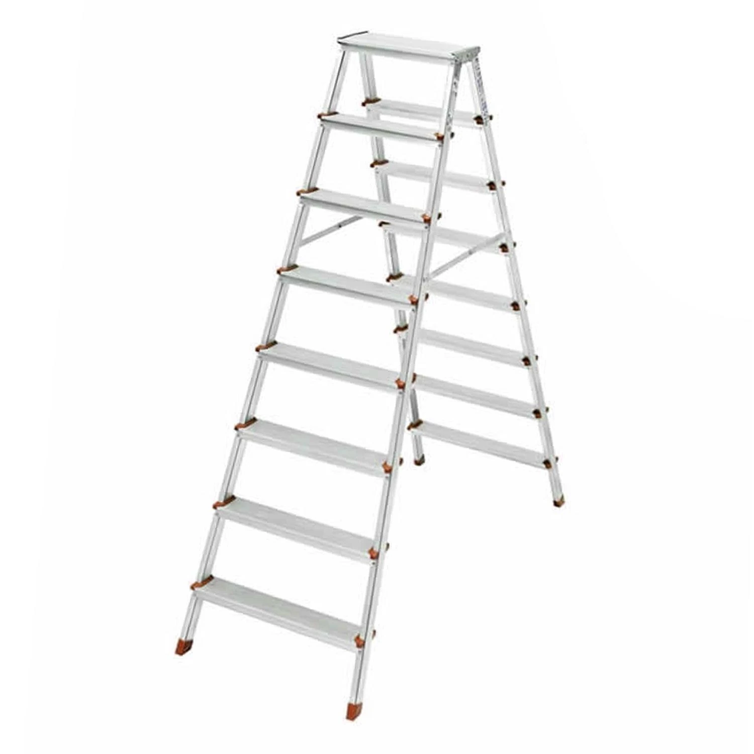 Saraylı 8+8 Çift Taraflı Merdiven Alüminyum Katlanır Ev Merdiveni- Badem10