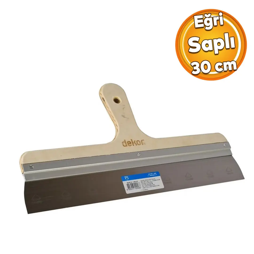 Ahşap Eğri Saplı Metal Macun Spatula Temizlik Boya Sıva Kazıma Harç ...