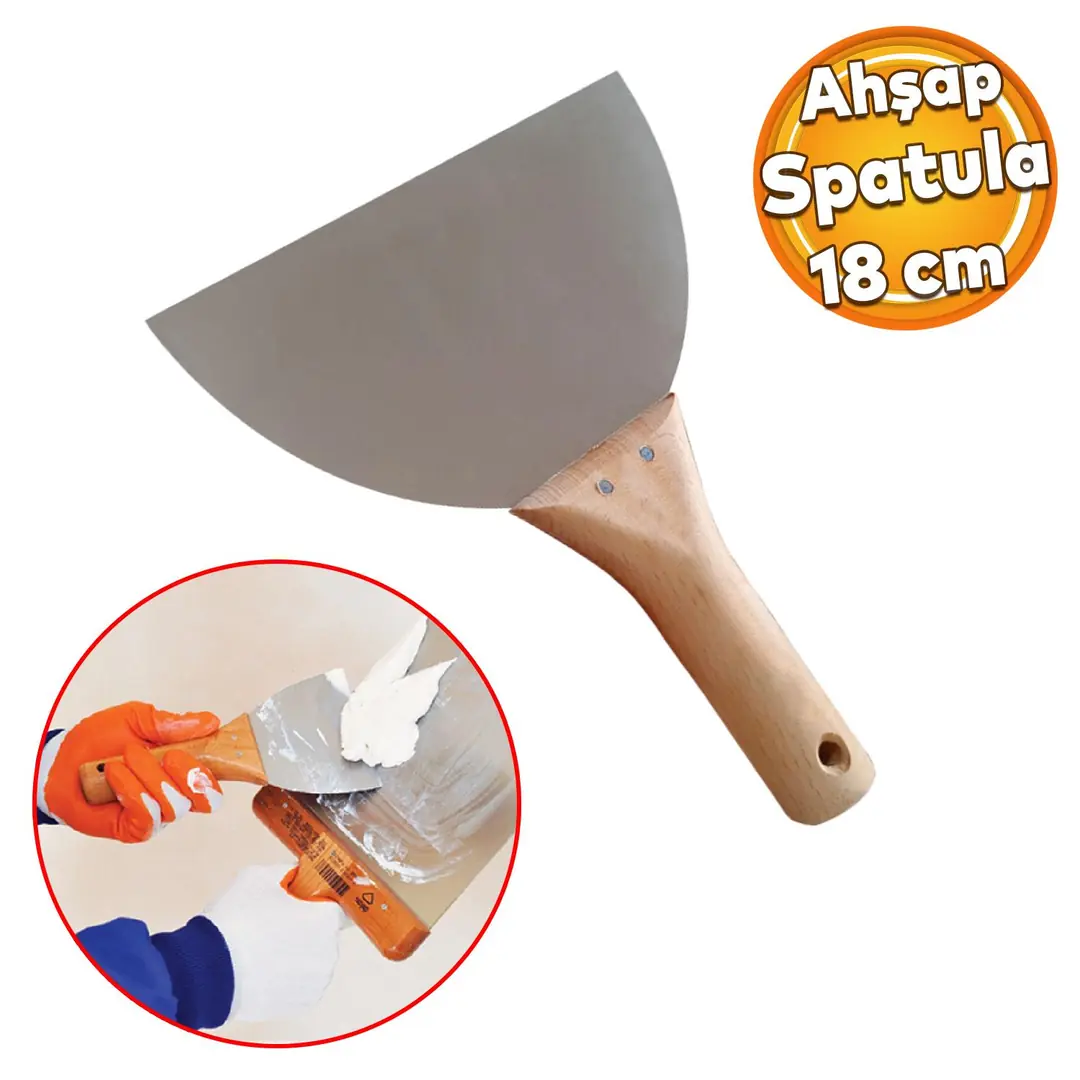 Ahşap Saplı Metal Macun Spatula Temizlik Boya Sıva Kazıma Harç ...