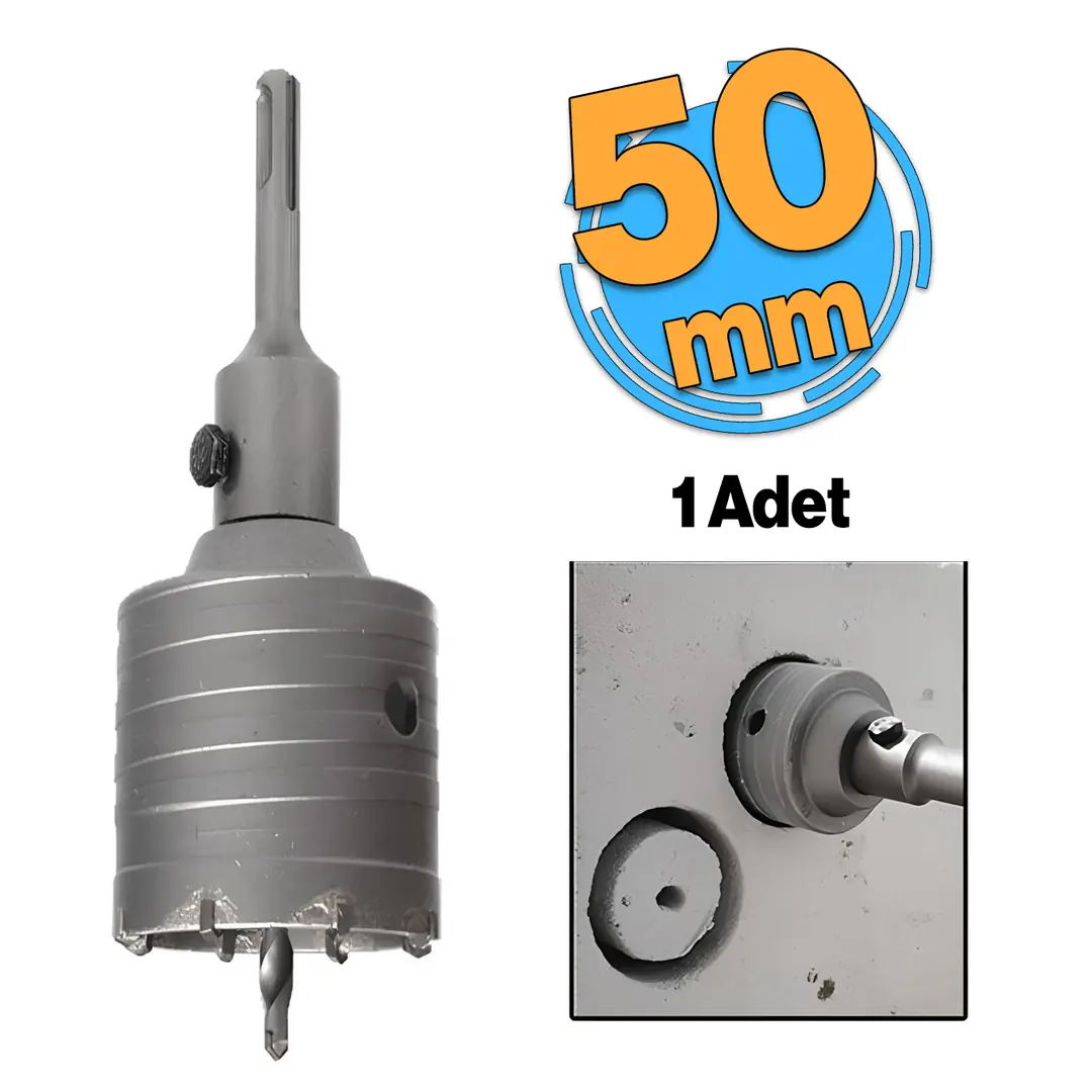 Adaptörlü Metal Sds Plus Elmas Panç Ø 50 mm Çap Delik Oyuk Açma Delme ...