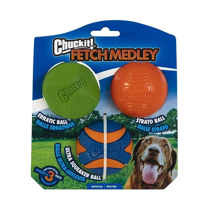 Chuckit!Fetch Medley Gen2 Köpek Oyun Topu 3'lü Orta Boy