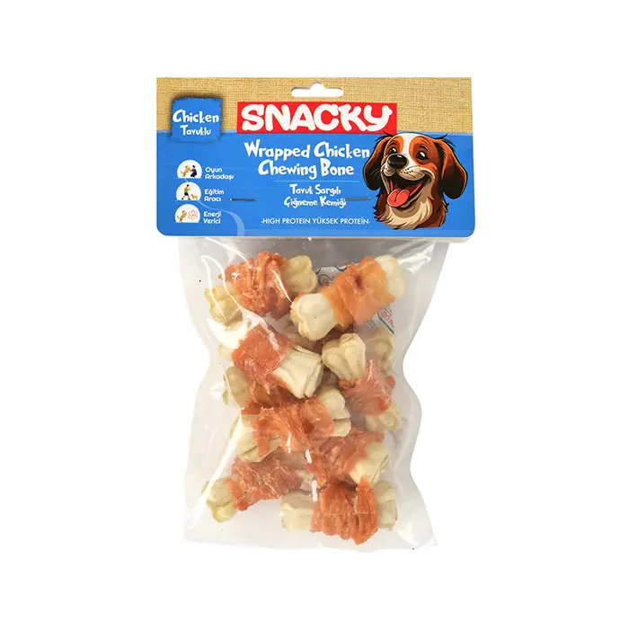Snacky Beyaz Tavuk Sargılı Kemik Köpek Ödülü 5 cm