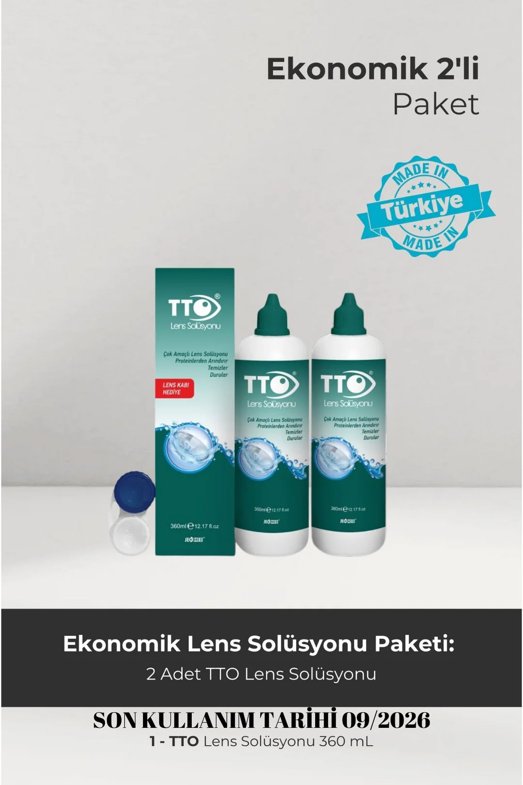 TTOLENS SOLÜSYONU 360 ML 2 ADET SON KULLANIM TARİHİ 9/2026