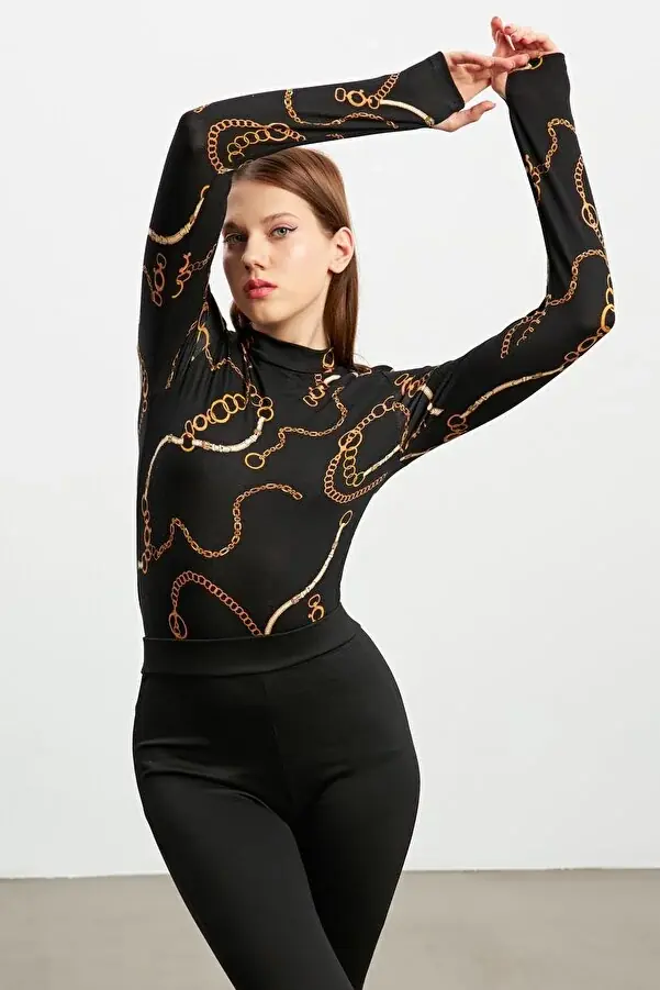 Gold Zincir Desen Parmak Detay Body