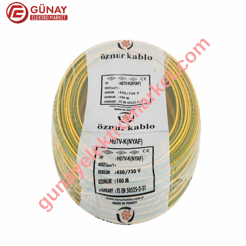 Öznur Kablo 95 mm² NYA Kablo Sarı-Yeşil | Günay Elektromarket