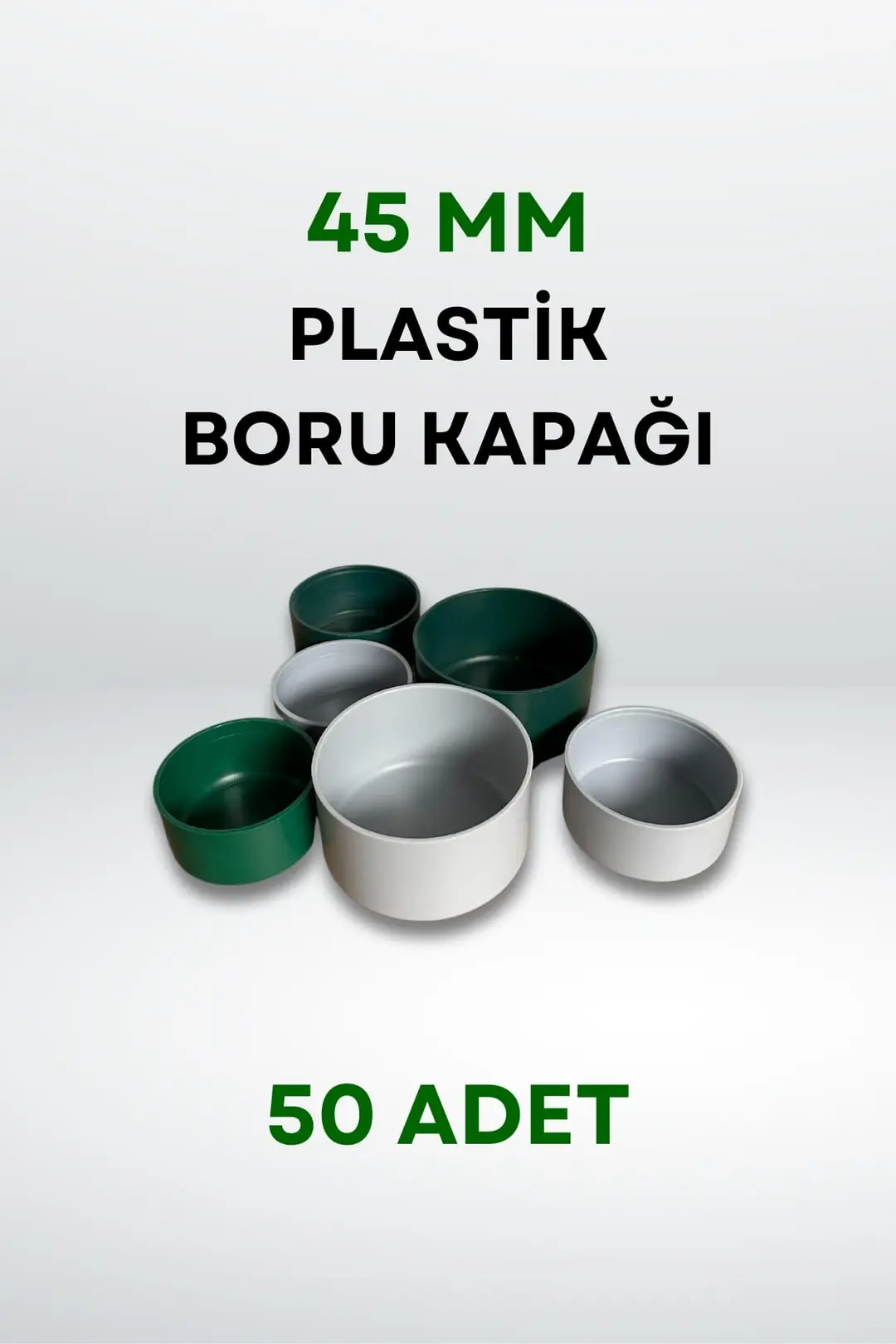 Plastik Boru Kapağı 45 MM (50 Adet) | Plastik Çit | ZiDi Plastik