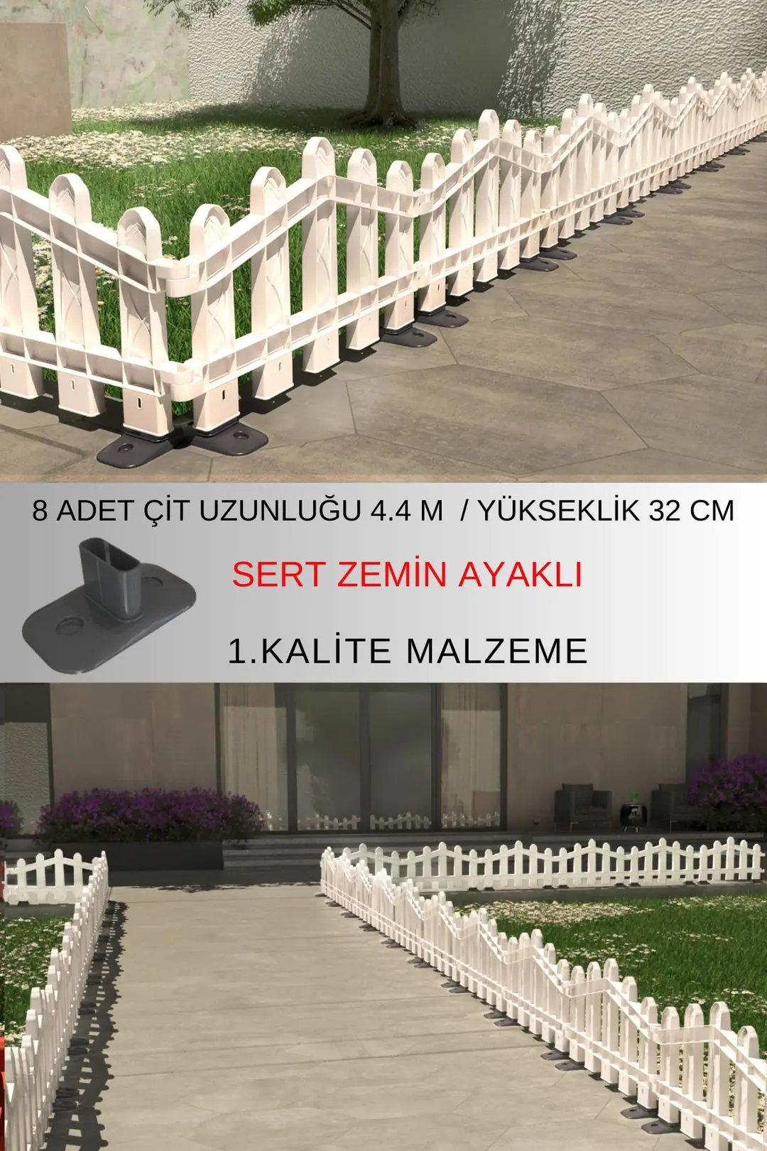 Dekoratif Plastik Alan Oluşturma ve Bahçe Çiti 8 ADET ÇİT (Y: 32 CM / G ...