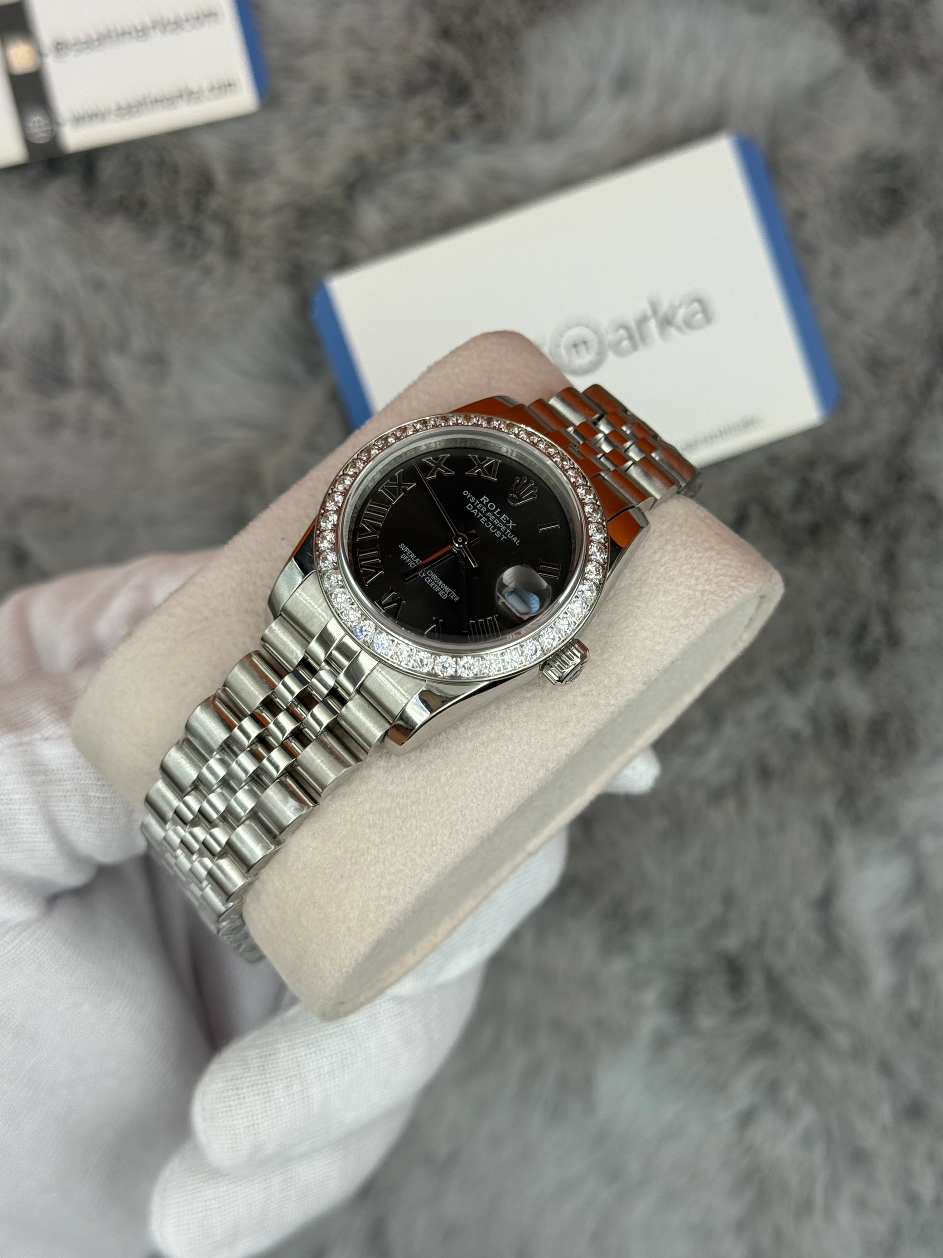 ROLEX DATEJUST 31MM ROMA RAKAMLI GRİ KADRAN TAŞLI BEZEL SİLVER KASA ...