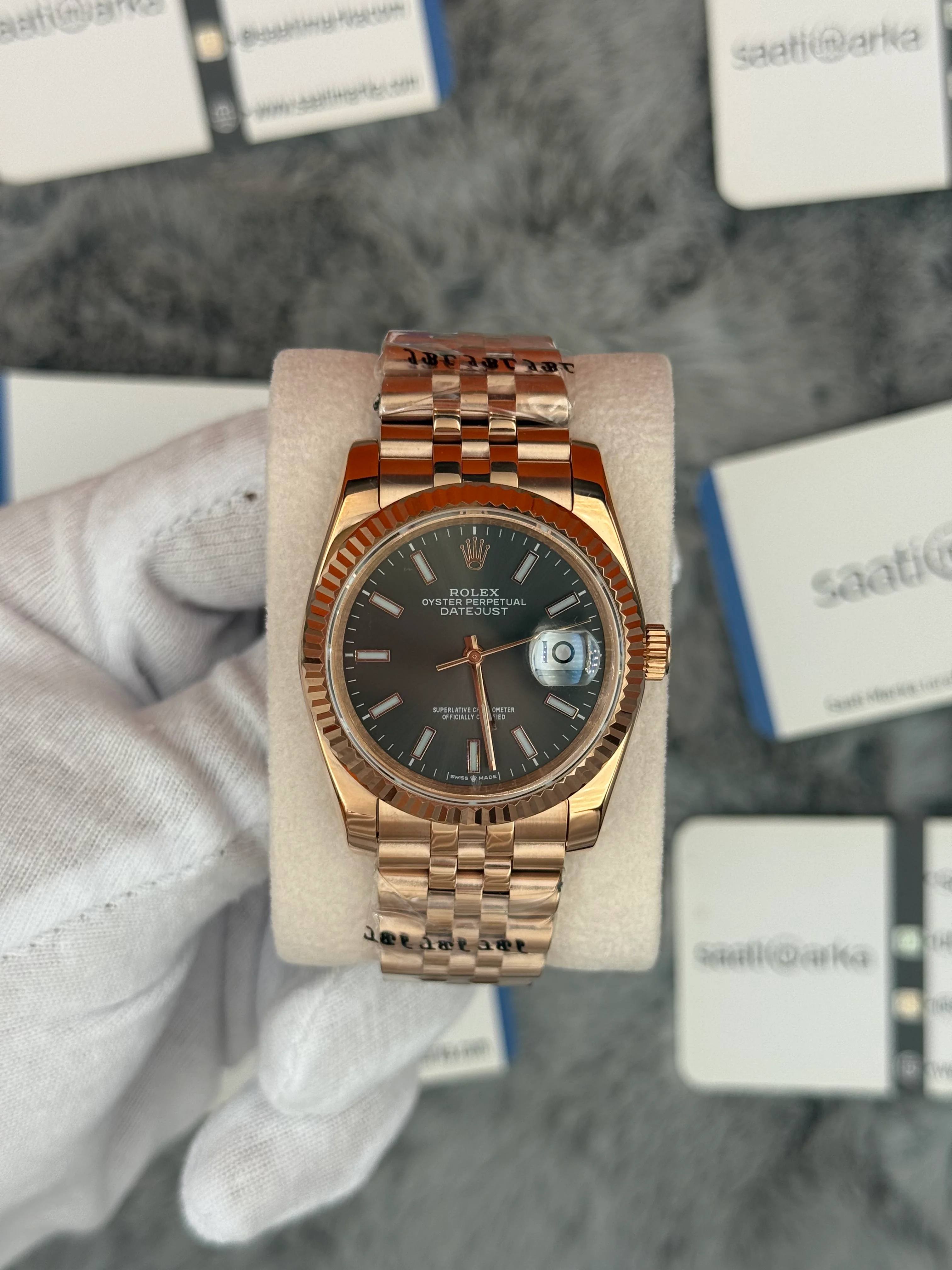ROLEX Datejust 36mm gri kadran rose kasa rose jubilee kordon