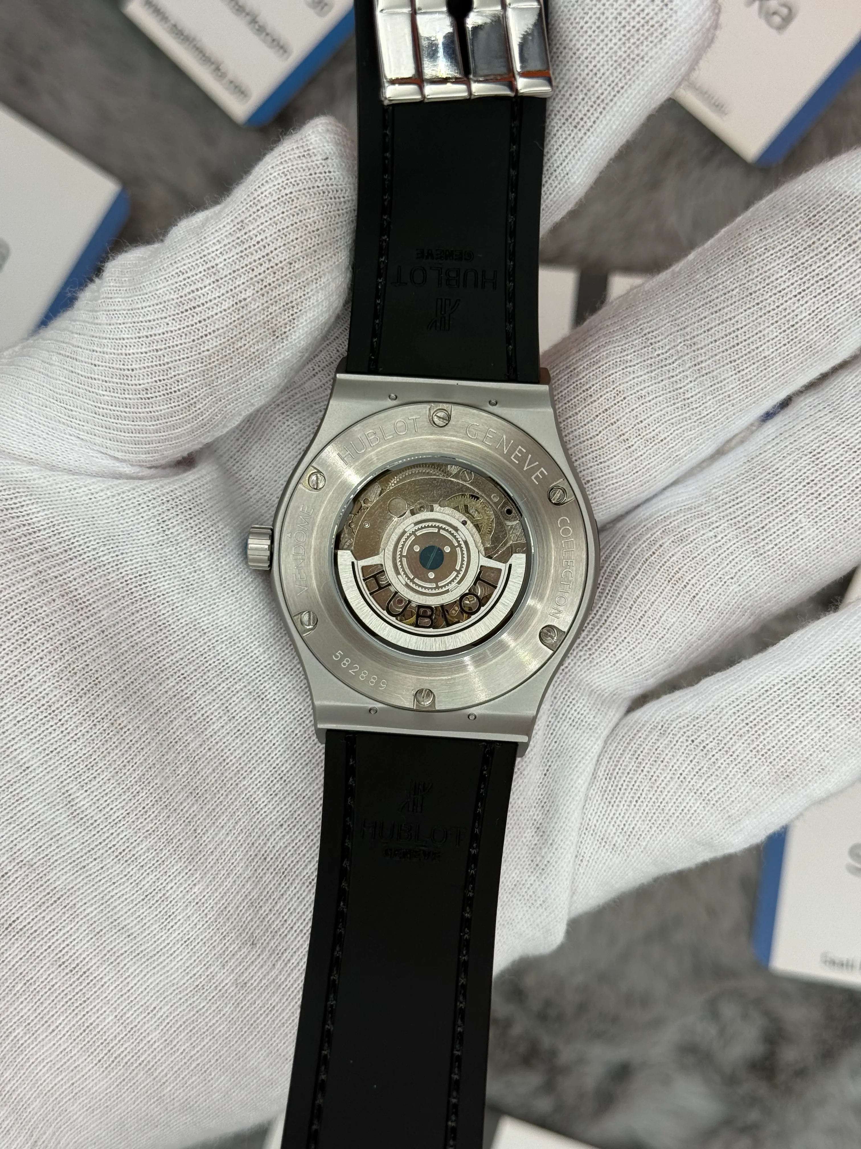 HUBLOT bing bang 41mm skeleton silver kasa siyah deri kordon erkek kol ...