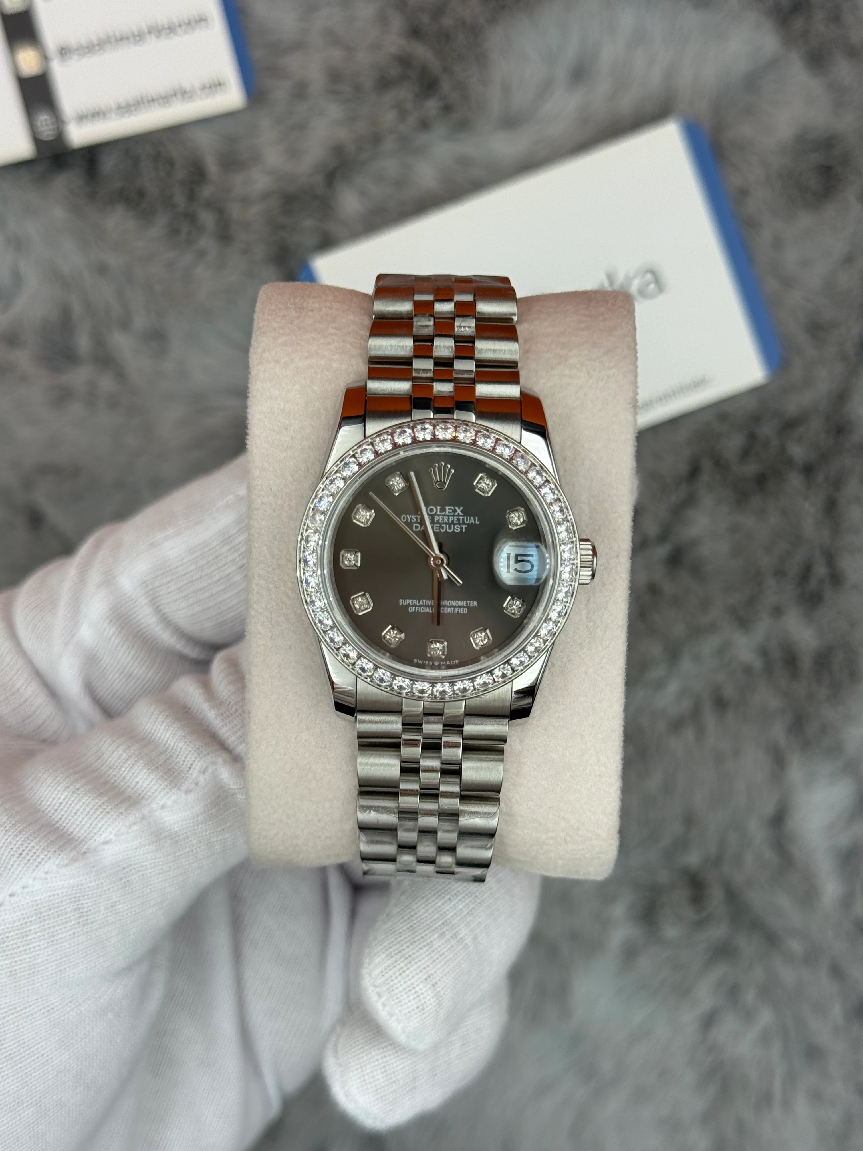 ROLEX DATEJUST 31MM BAGET TAŞLI GRİ KADRAN TAŞLI BEZEL SİLVER KASA ...