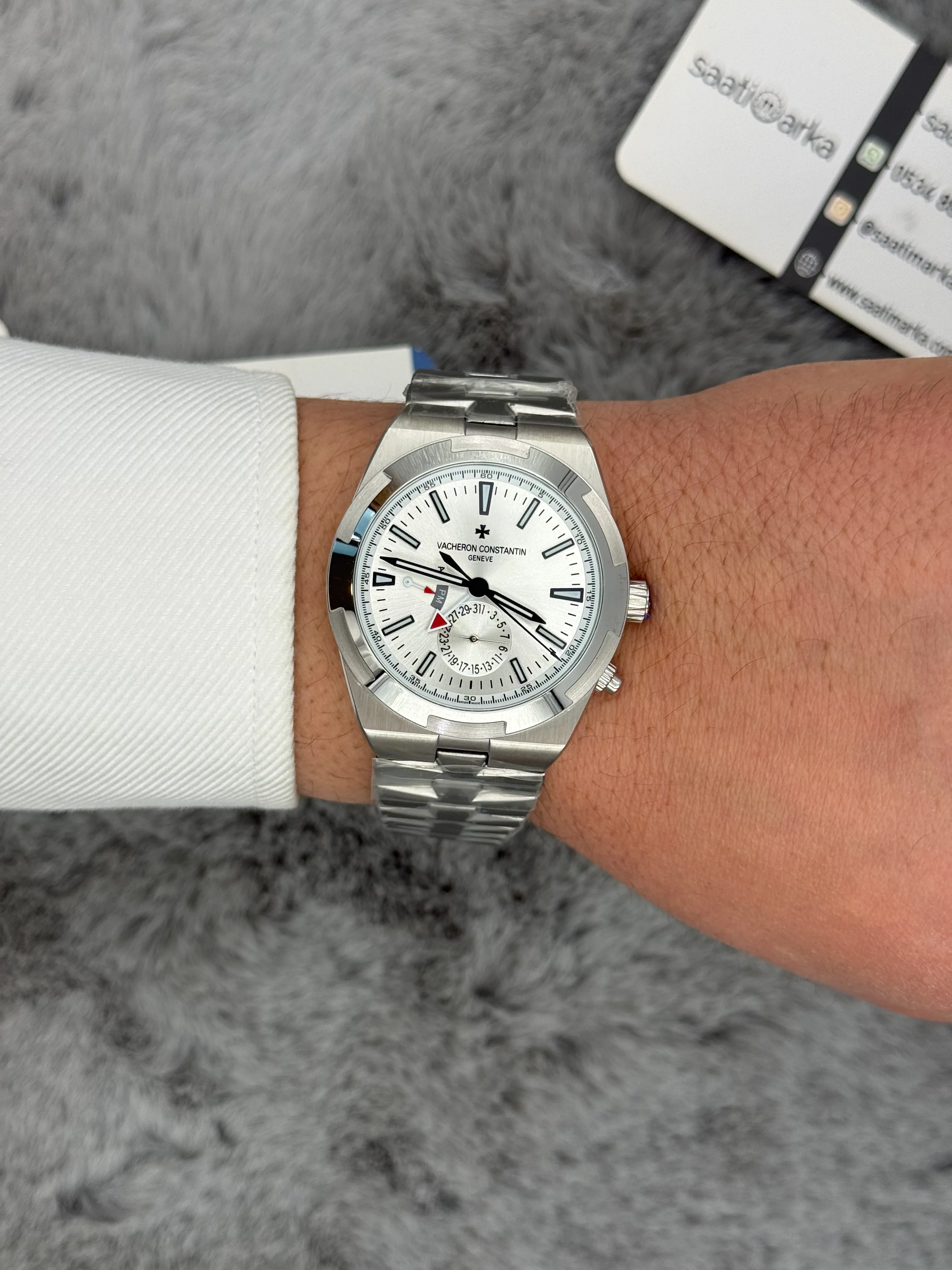VACHERON CONSTANTIN overseas dual time 41mm beyaz kadran silver kasa ...