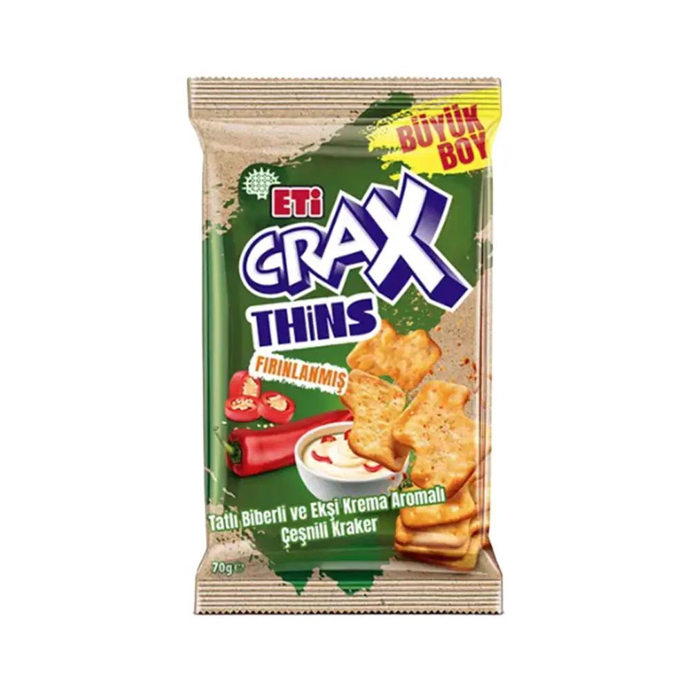 Eti Crax Thins Tatlı Biberli Ekşi Kremalı Kraker 70 Gr