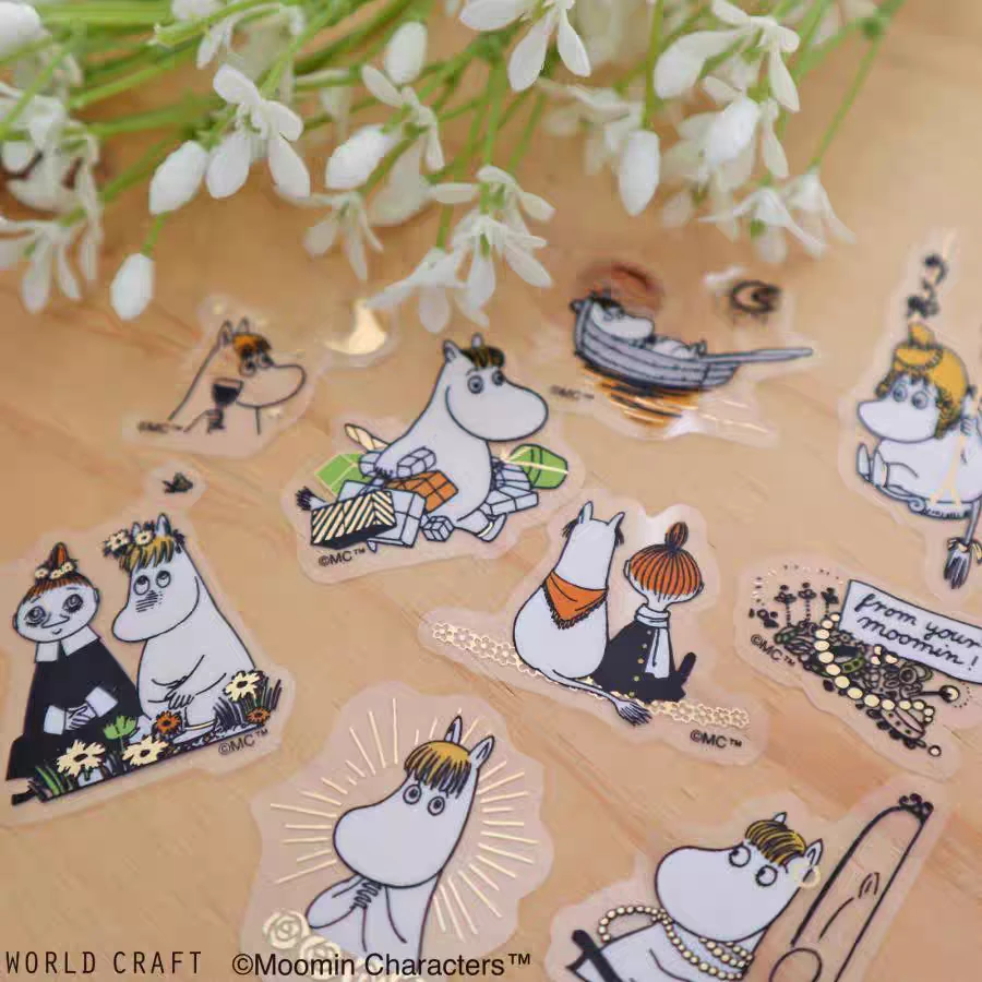 W4-Moomin 30 adet yaldizli pet sticker