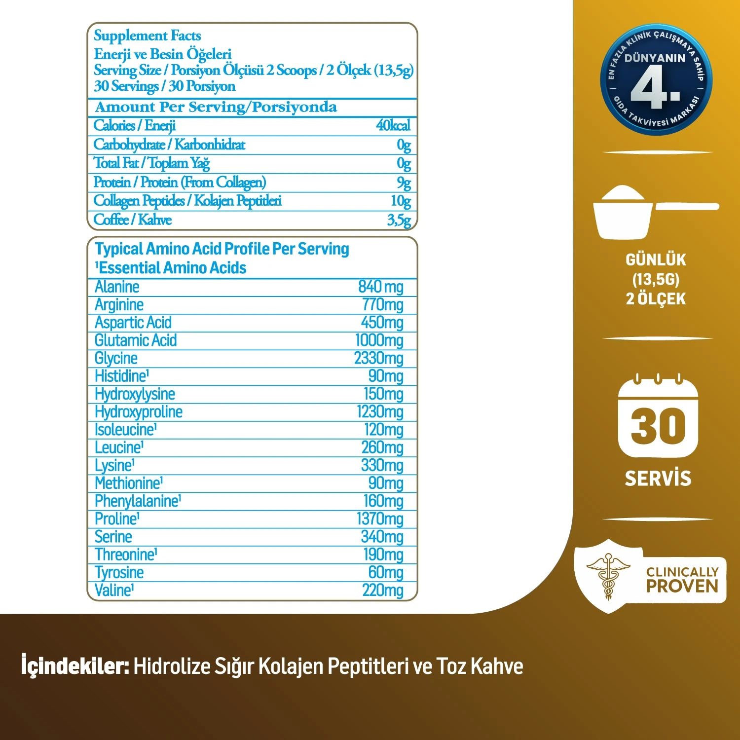 Kiperin Coffee Collagen | Kahveli Çift Hidrolize %100 Saf ve Doğal Toz