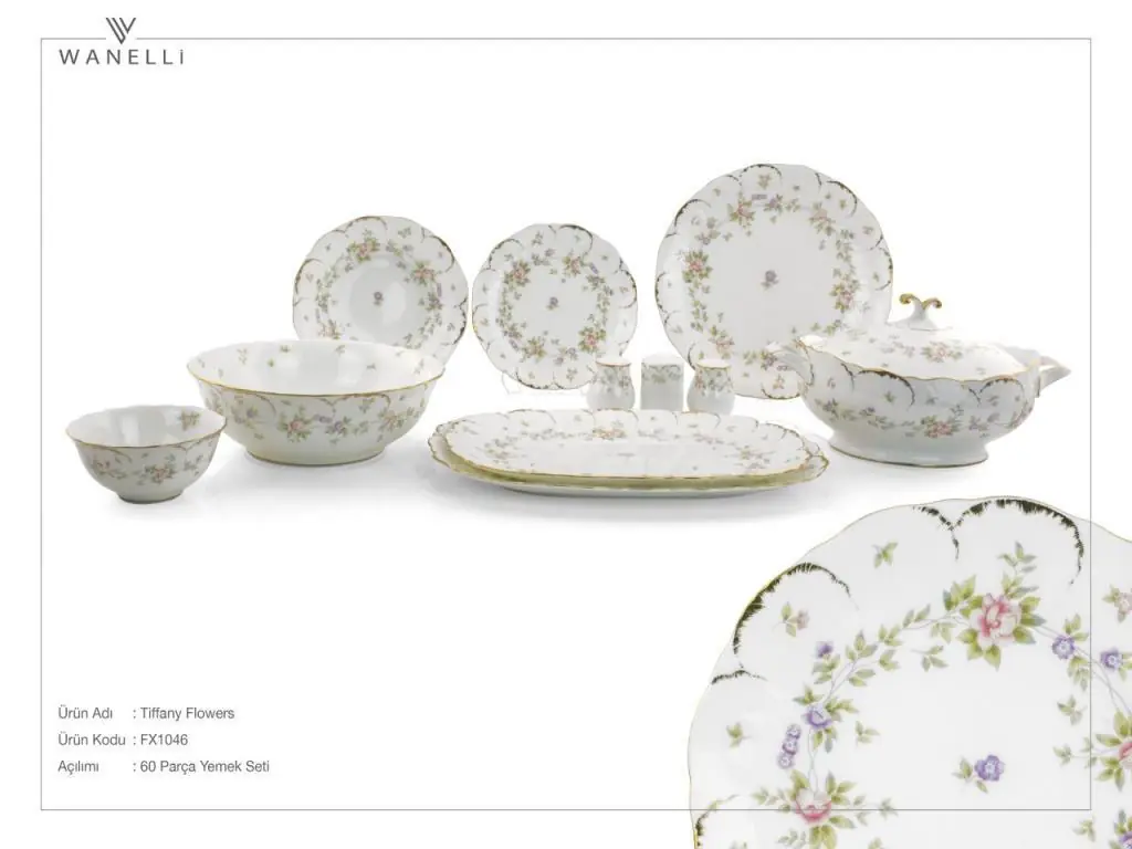 WANELLİ TİFFANY FLOWERS 60 PARÇA YEMEK TAKIMI (12 KİŞİLİK)