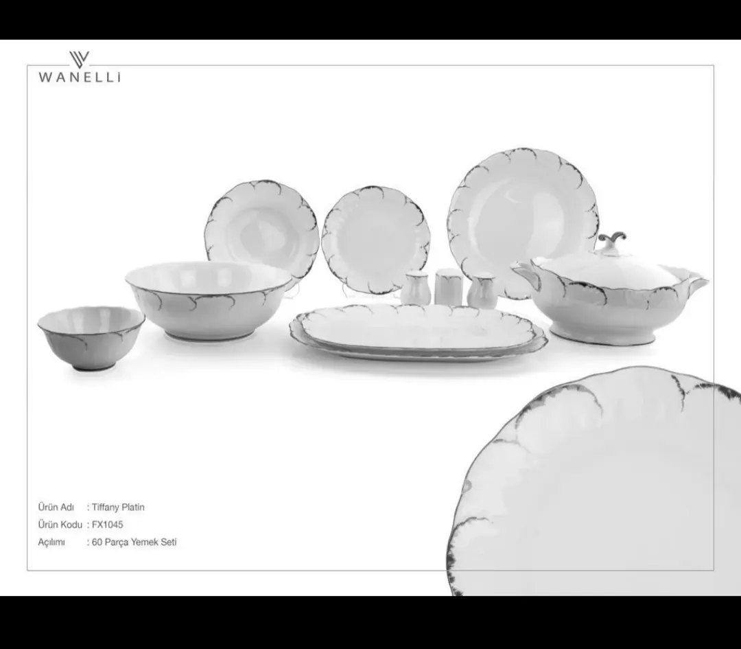 WANELLİ TIFFANY PLATİN 60 PARÇA 12 KİŞİLİK YEMEK TAKIMI