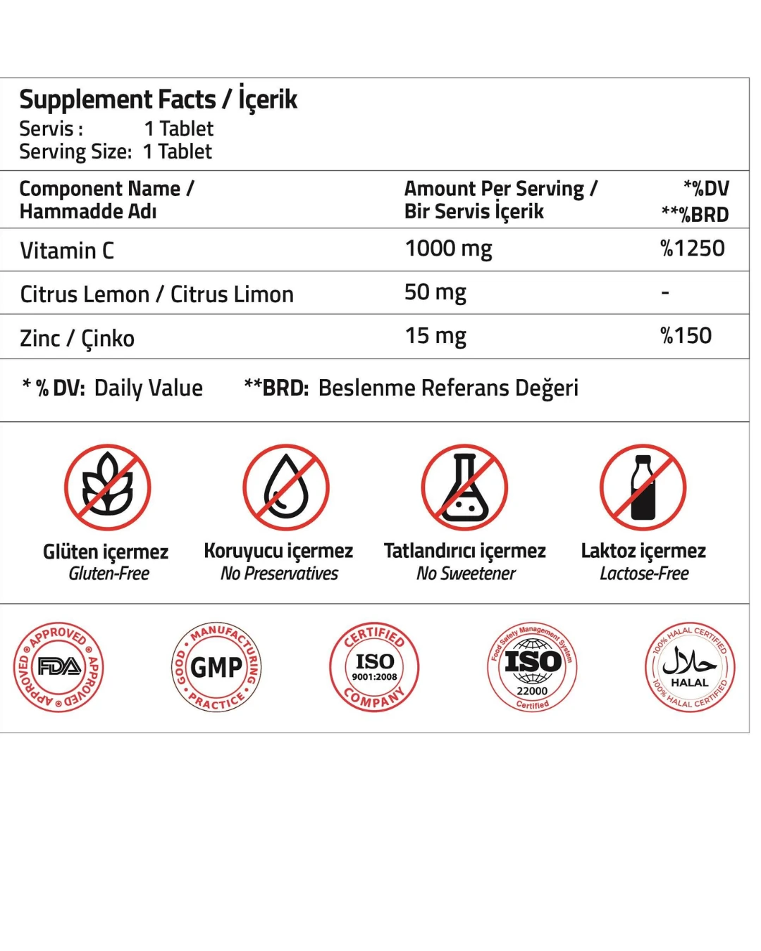 Validus Vitamin C 1000 Mg + Citrus + Zinc 30 Tablet