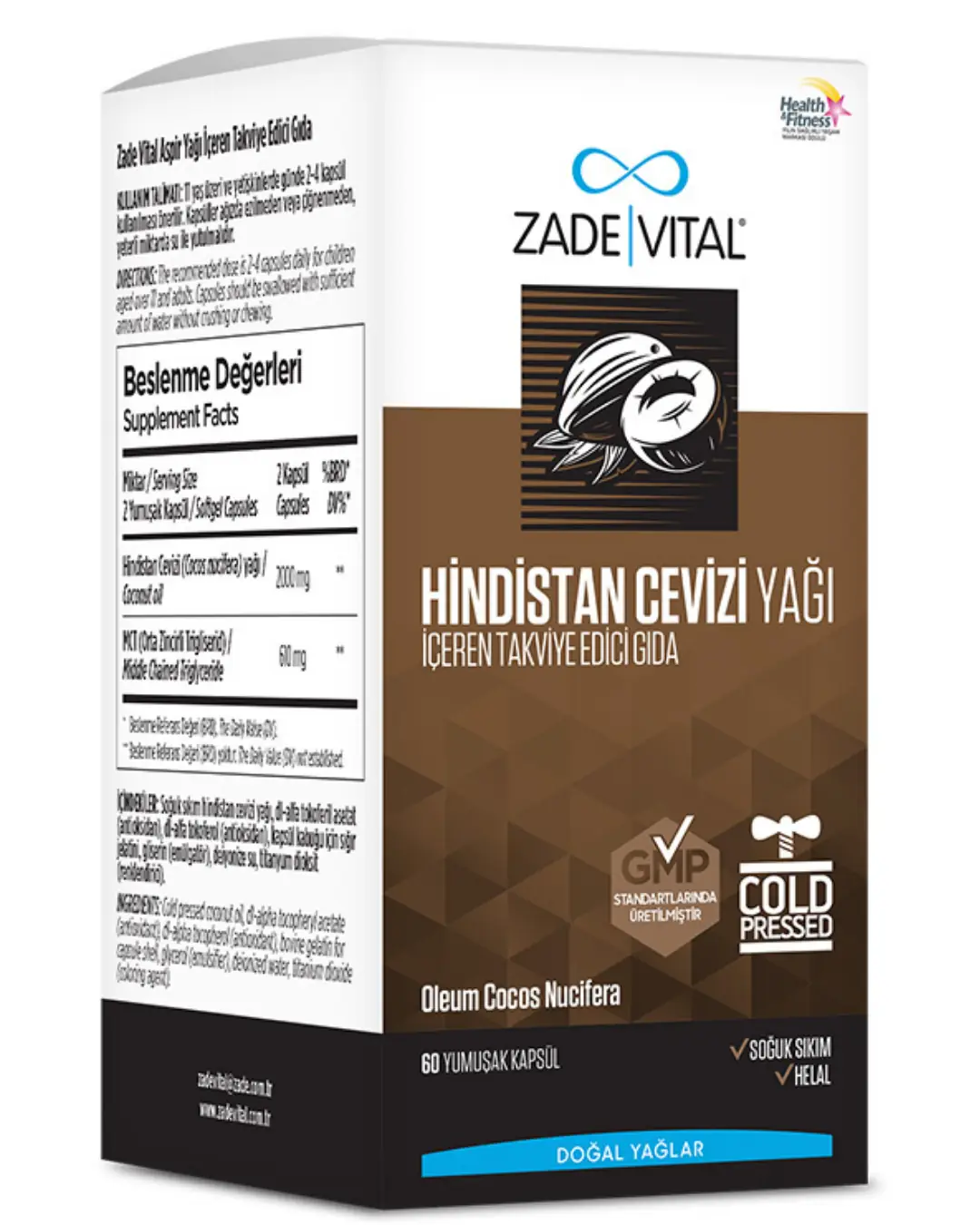 Zade Vital Coconut Oil 60 Yumuşak Kapsül 1000mg