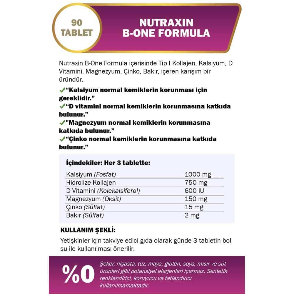 Nutraxin Osteo B-One Formula Type I Collagen 90 Tablet 129 g Fiyatı