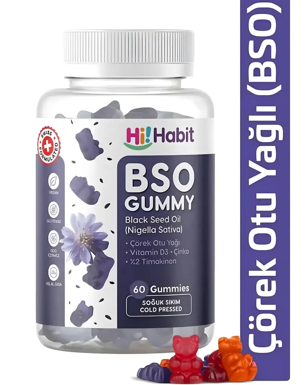 Hi Habit Çörek Otu Yağlı Gummy Vegan Gummies-60 Gummy Fiyatı