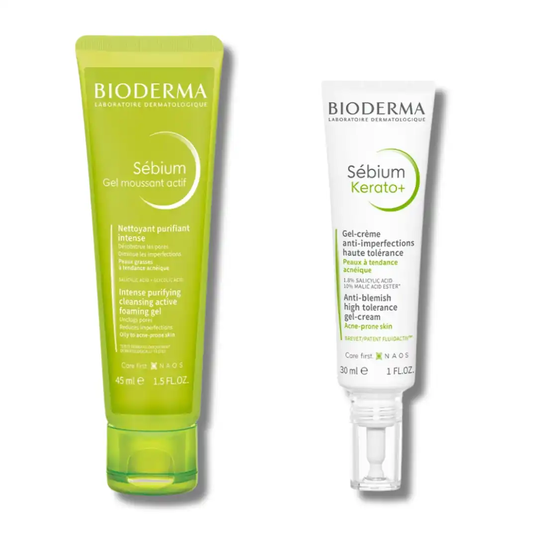 Bioderma Sebium Kerato+ Gel Cream 30 ml+Sebium Foaming Gel Active 45 ml ...