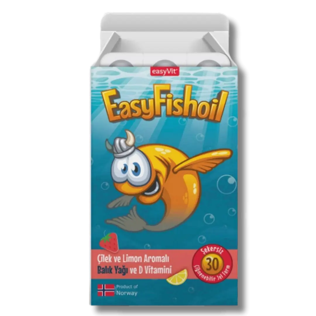 Easyvit EasyFish Oil Çilek ve Limon Aromalı Balık Yağı ve D Vitamini 30 ...