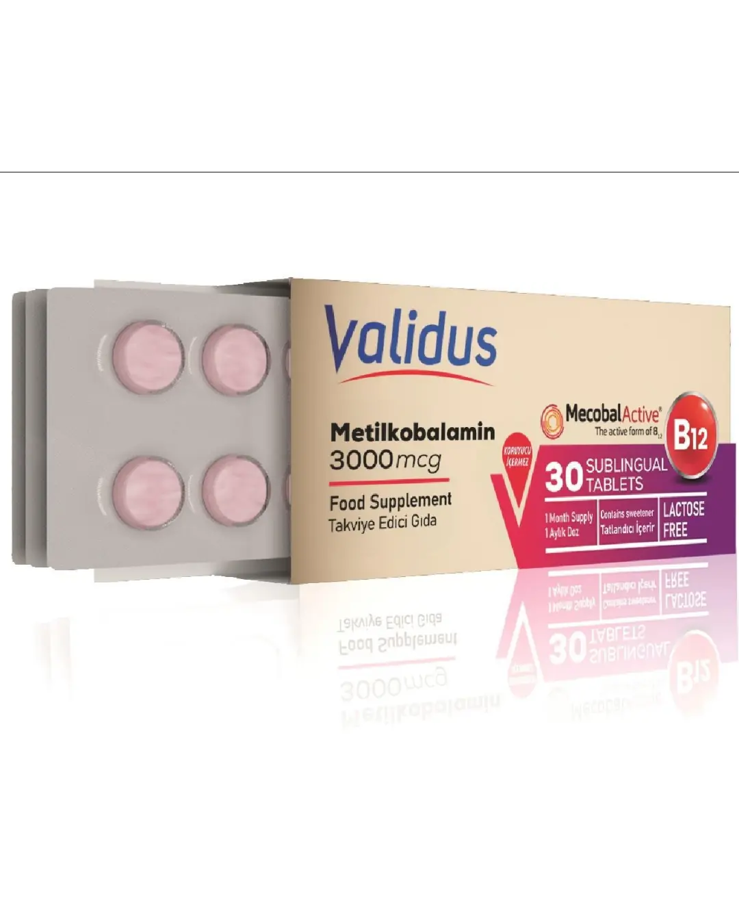 Validus Vitamin B12 3000 mcg Sublingual 30 Blister Tablet Fiyatı