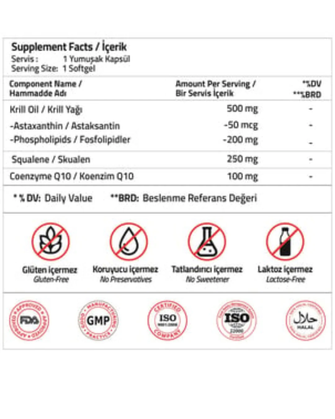 Validus Krill Oil 500 mg Squalene 250 mg 30 Softgel Fiyat