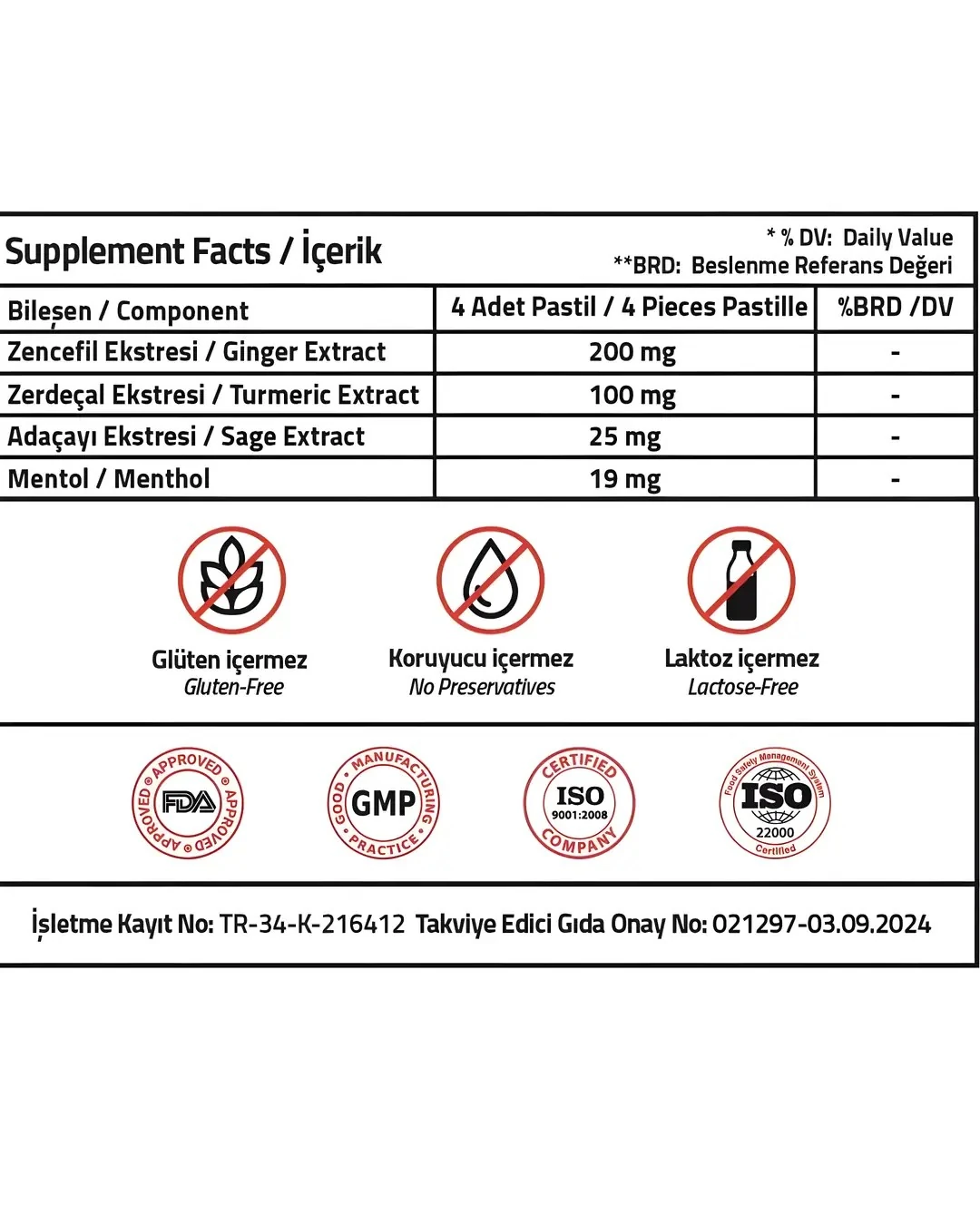 Validus Ginger + Turmeric+Sage+Honey 16 Pastille