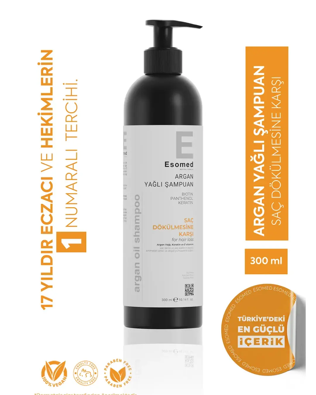 ESOMED Argan Yağlı Şampuan Saç Dökülme Karşıtı ve Onarıcı Bakım-300ml