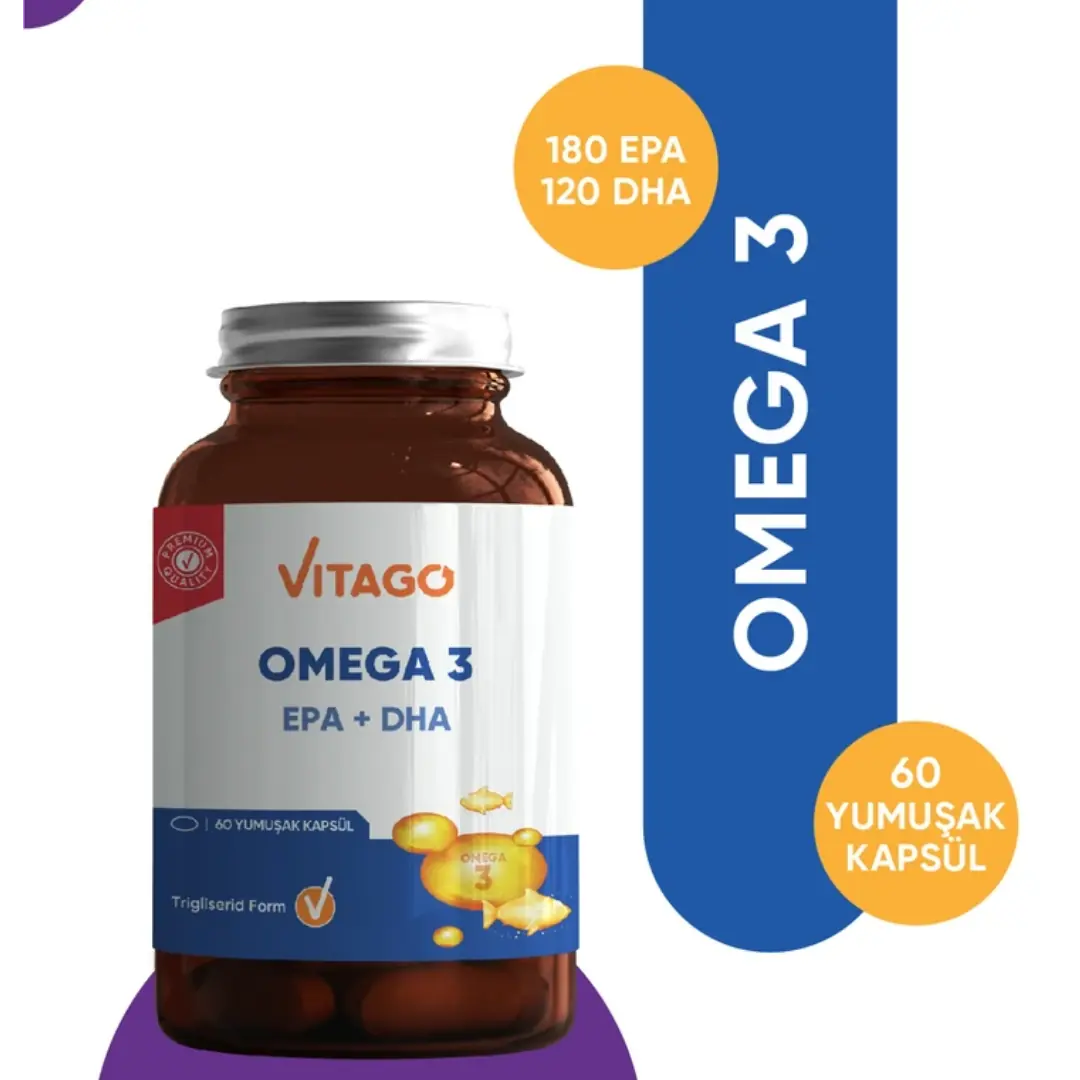Vitago Premium Omega 3 İçeren Softjel Takviye Edici Gıda 60'lı