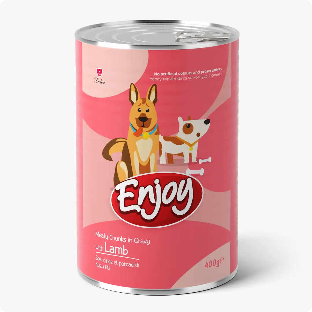 Enjoy Sos İçinde Et Parçacıklı Kuzu Etli Yetişkin Köpek Konservesi 400 gr