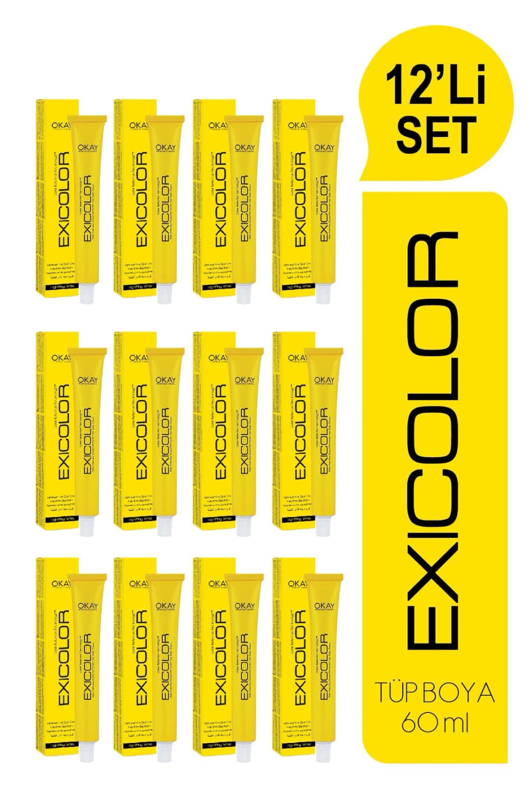 EXICOLOR 12'Lİ SET 1020 EKSTRA TEMİZ SARI AÇICI Kalıcı Krem Saç Boyası ...