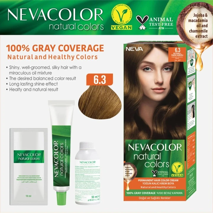 Natural Colors 2'Lİ SET 6.3 FINDIK KABUĞU Kalıcı Krem Saç Boyası Seti