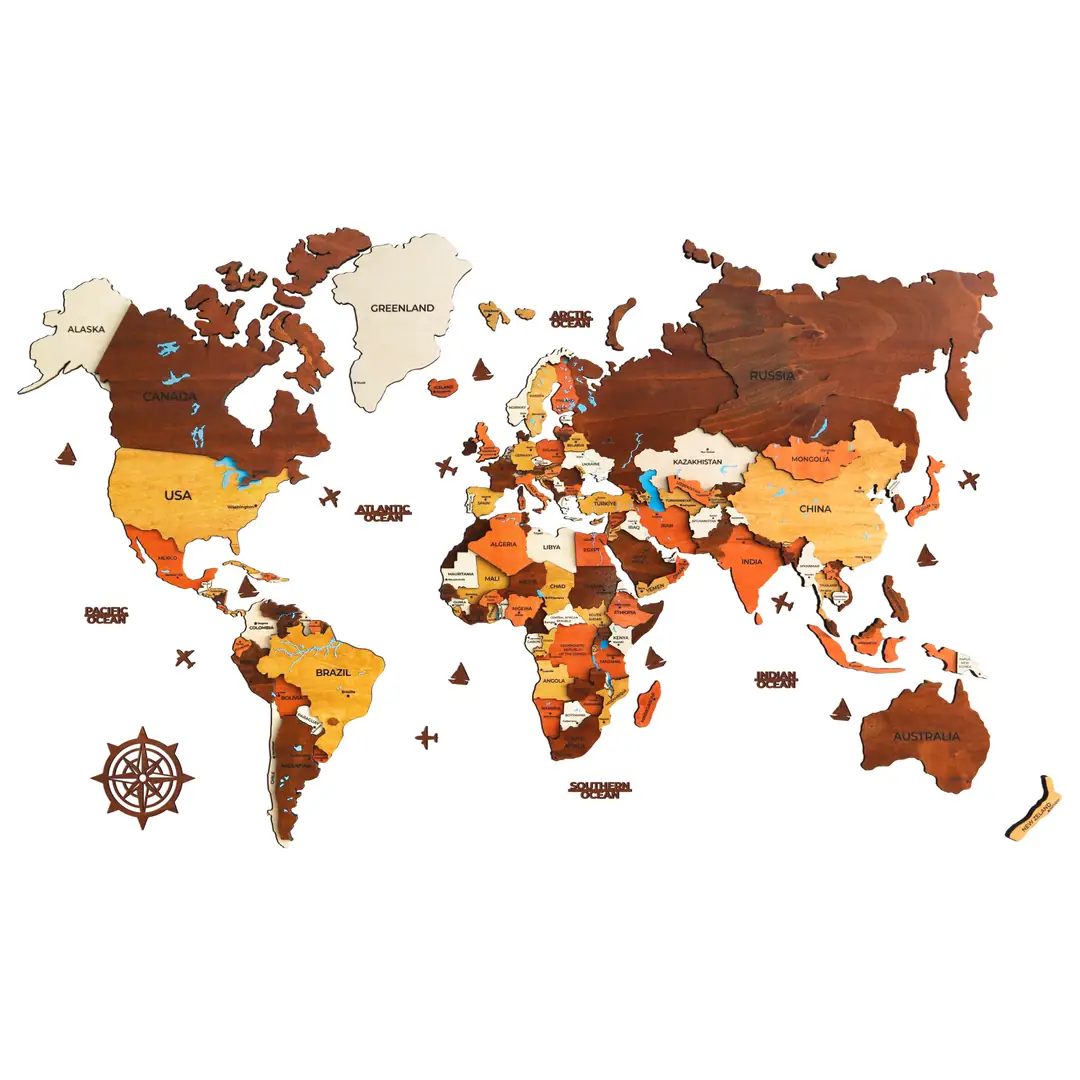 Classic Ahşap Dünya Haritası