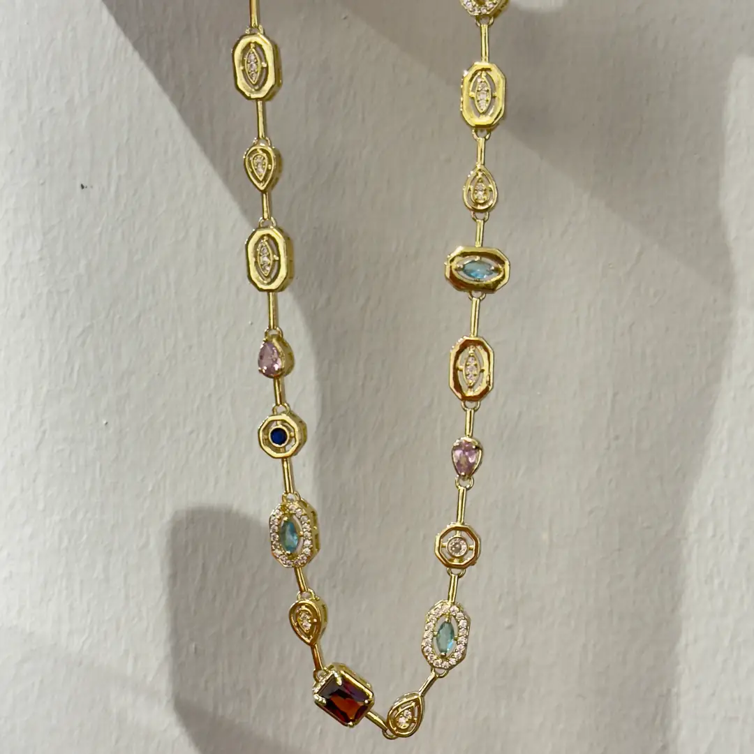 Premium Gold Aura Zirkon Taşlı Kolye