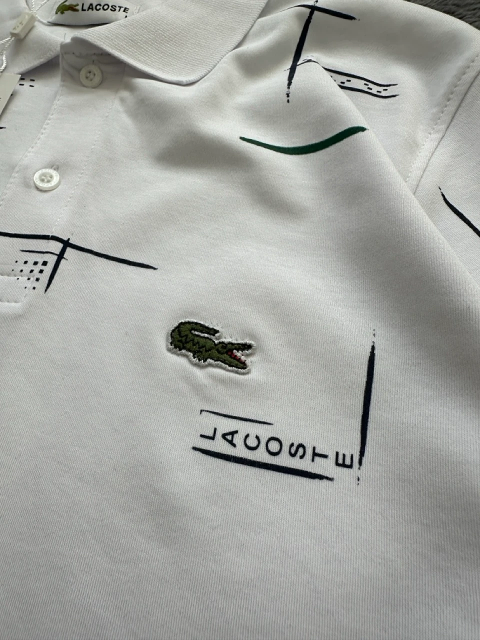 Lacoste Line Pattern Polo Yaka T-Shirt