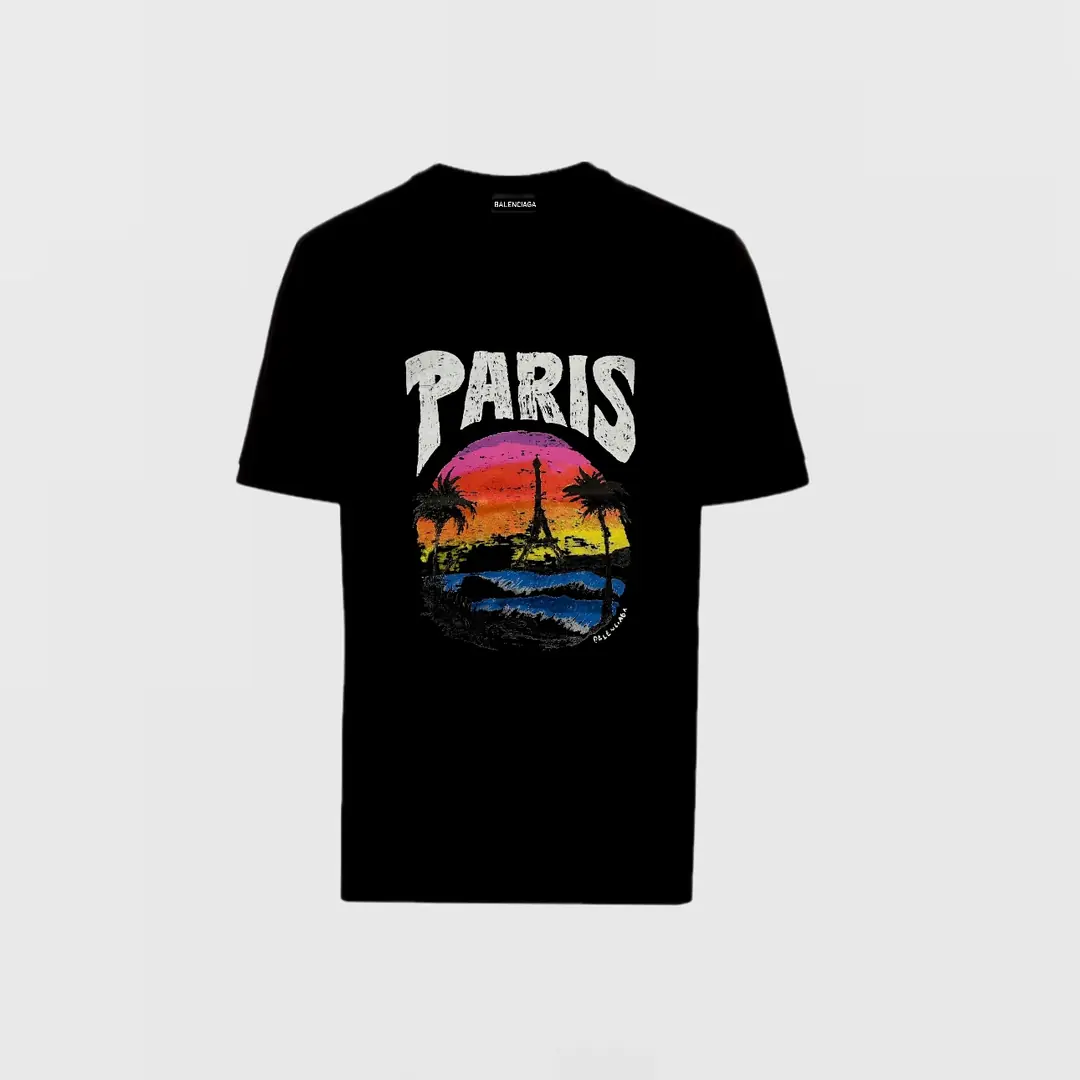 Balenciaga Paris Eyfel Kule Logo T-Shirt