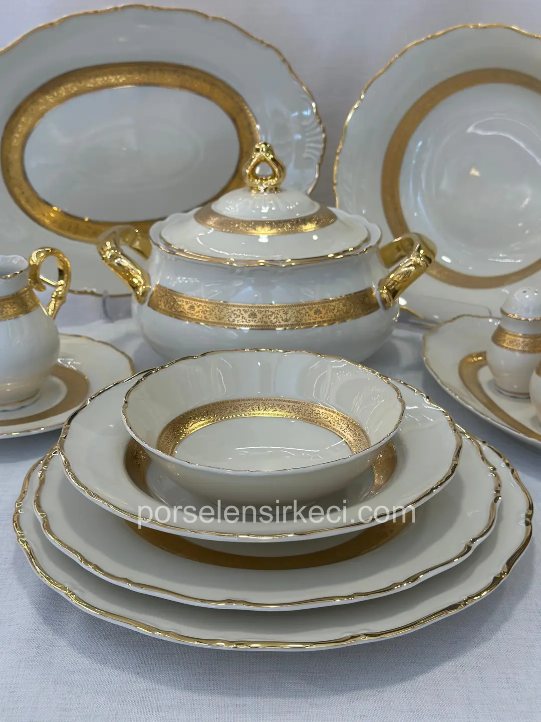 Jeremy Golden Gold Cream 72 Parça 12 Kişilik Yemek Takımı