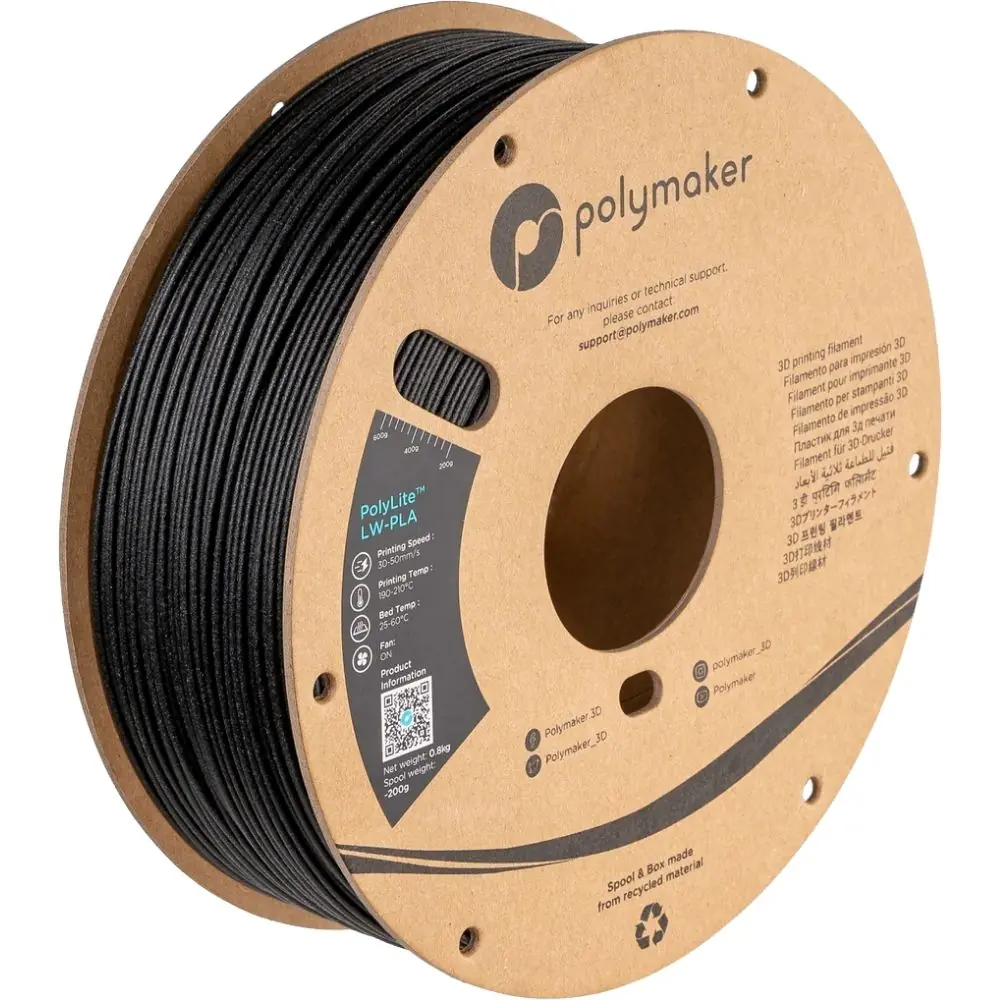 Polymaker PolyLite LW-PLA Filament Siyah