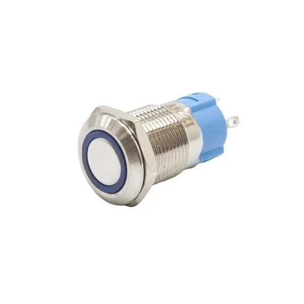 12A-P1Z-E Düz Anahtarlı Işıklı Metal Buton 12mm - Mavi Satın Al ...