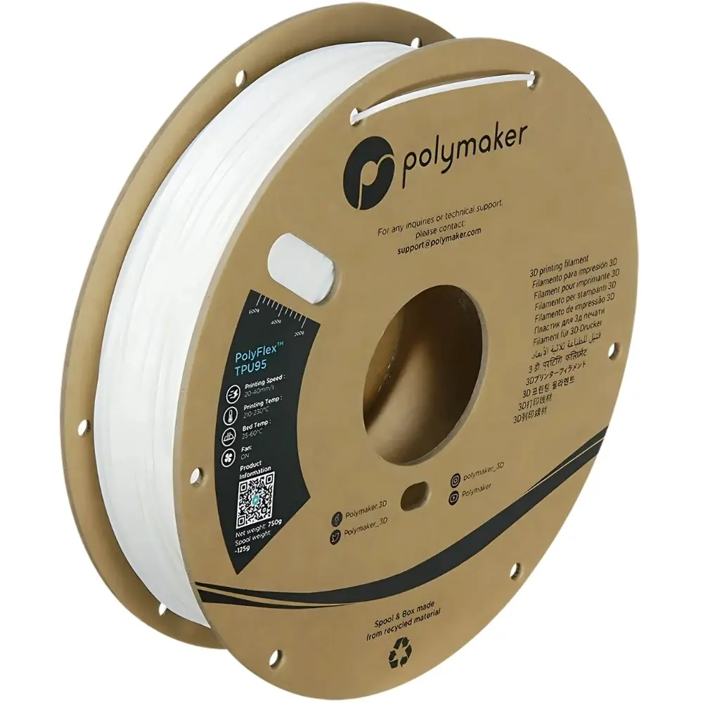 Polymaker PolyFlex TPU95 Filament Beyaz
