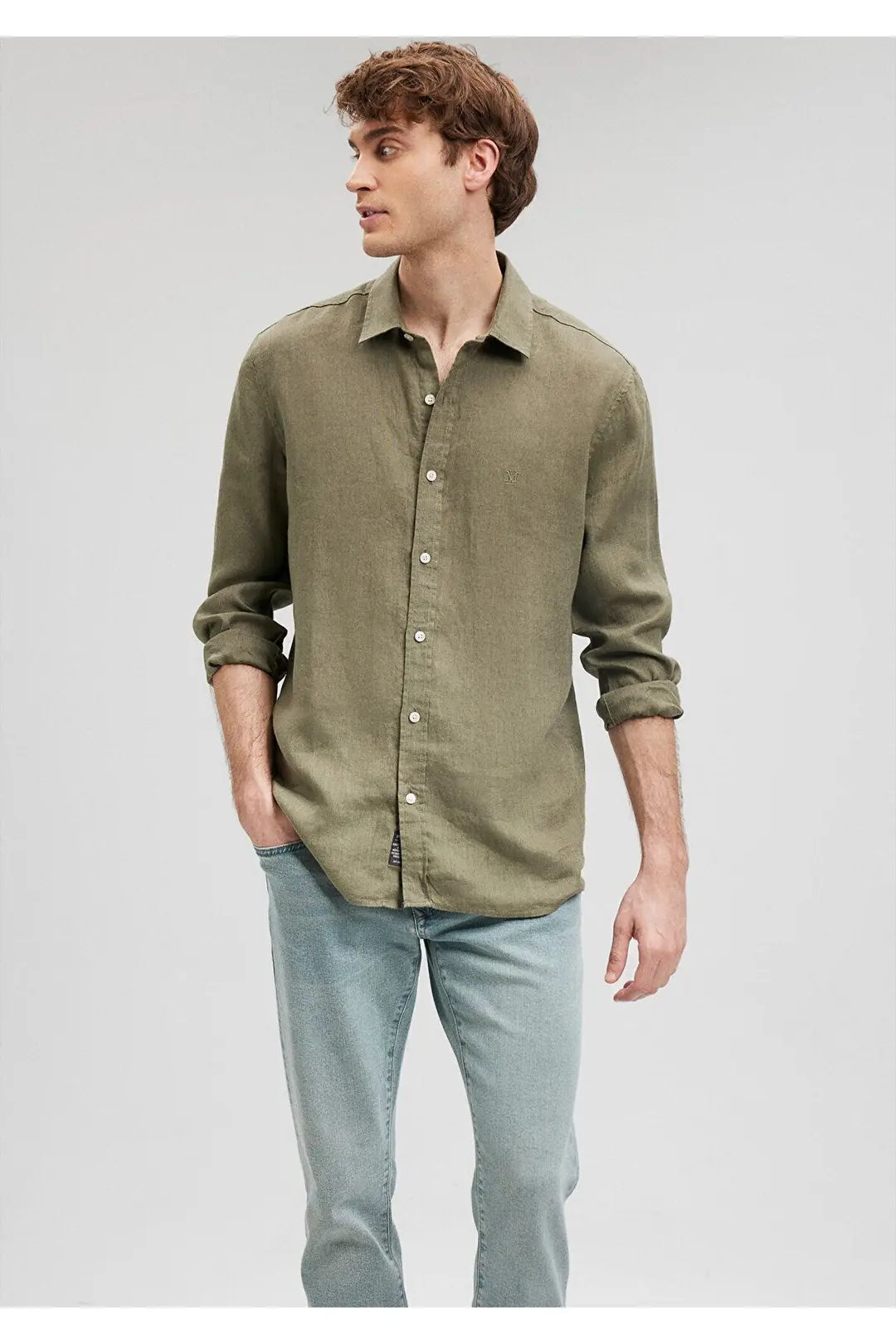 MAVİ Mavi Haki Keten Gömlek Slim Fit / Dar Kesim 021190-86627 - UppStairs
