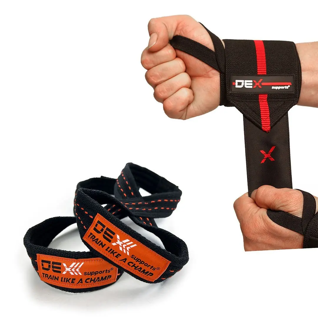 Dex Supports Elite Wrist Wraps, 8 Loop Lifting Straps - 2'Li Set
