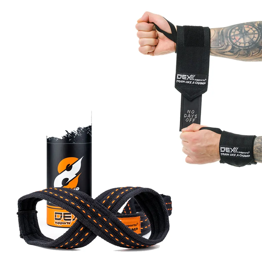 Figure 8 Loop Lifting Straps + Legend Wrist Wraps 2'li Set - Dex Supports