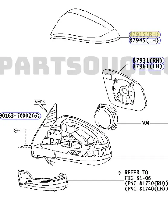 TOYOTA HILUX SAĞ AYNA KAPAĞI 2015-2020 879450K540