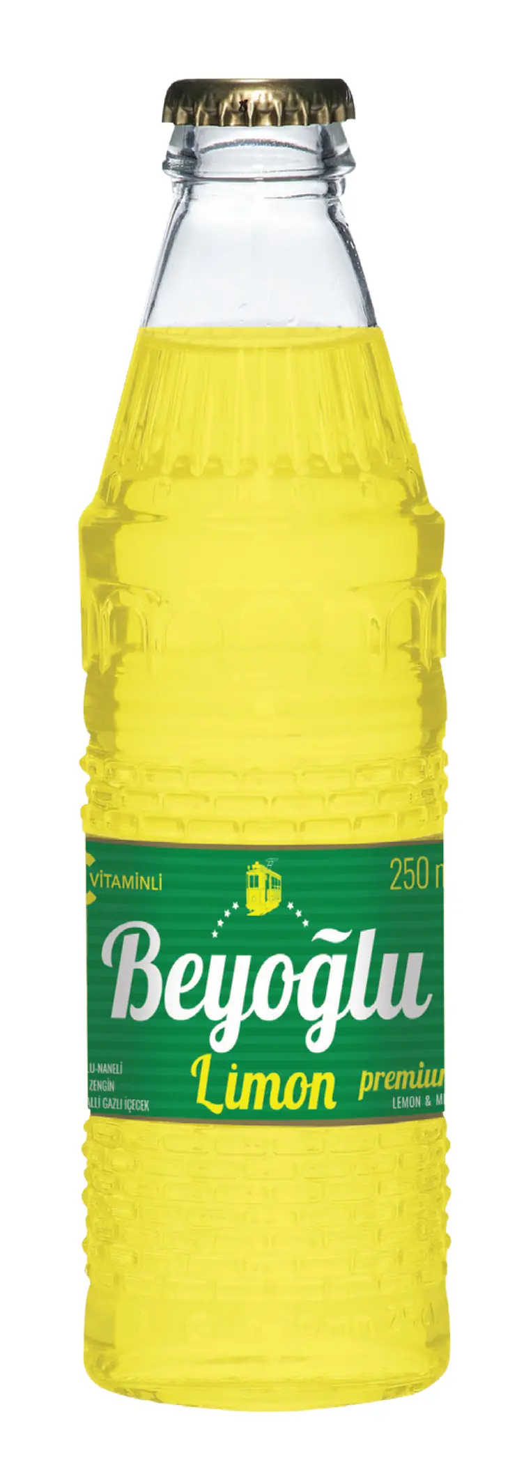 Beyoğlu Premium Gazoz Limon & Nane 250 ml 24’lü | Toptan Cam Şişe Gazoz