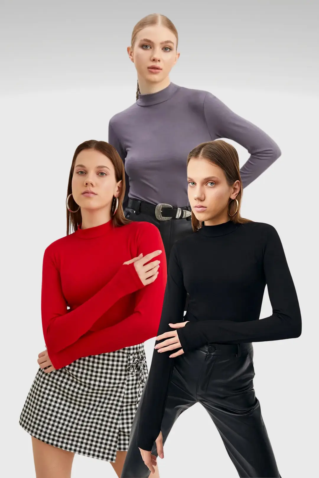 Siyah Kırmızı Gri 3'lü Parmak Detaylı Body